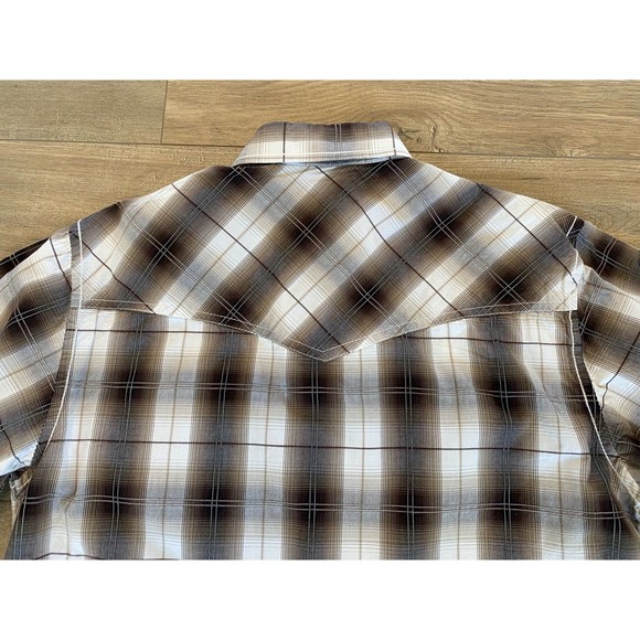 Rafter C | Shirts | Rafter C Cowboy Mens S Pearl Snap Beige Plaid Long ...